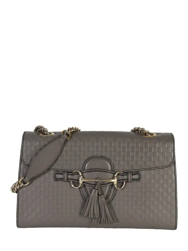 Gucci Emily Leather Chain Shoulder Bag - Gray