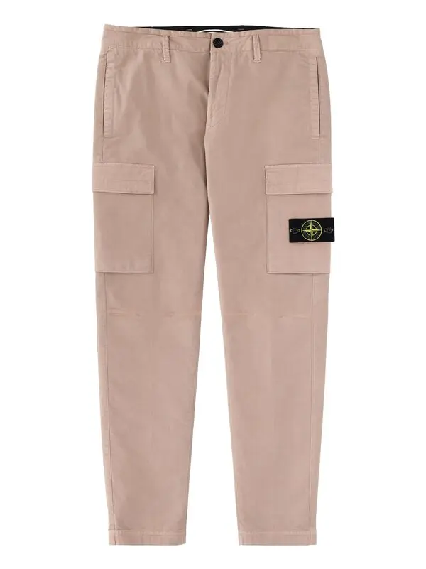 Stone Island Cargo Pants With Logo Patch - Beige