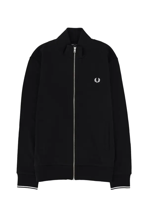 Fred Perry Sweatshirt With Logo And Zipper - Black