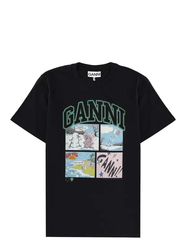 GANNI Printed T-shirt - Charcoal