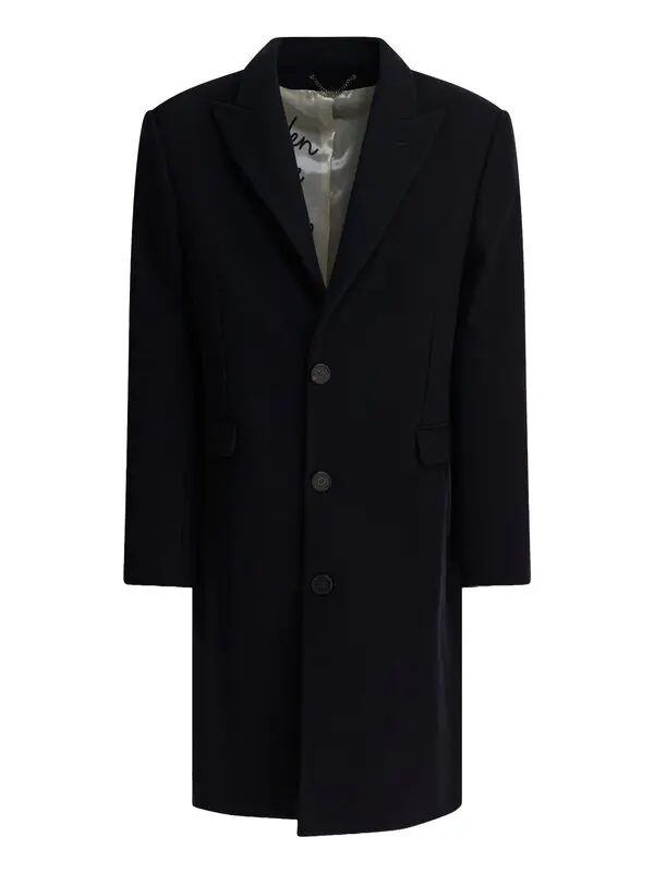 GOLDEN GOOSE Single-breasted Wool Coat - Blue