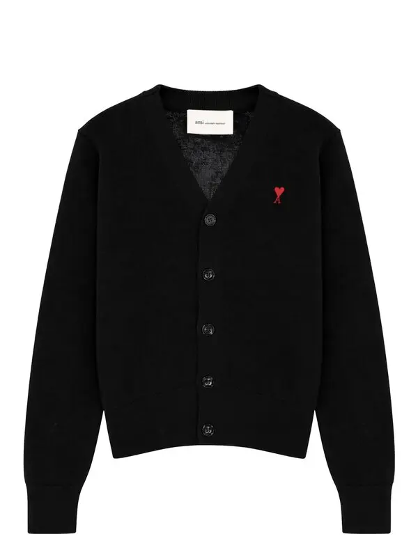 Ami Cardigan With Logo - Black