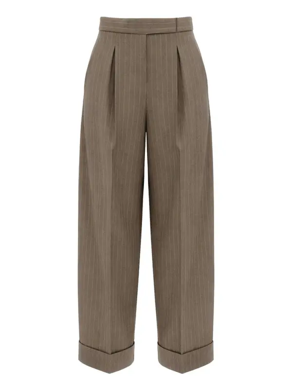 Max Mara Pinstripe Wide Leg Trousers - Brown