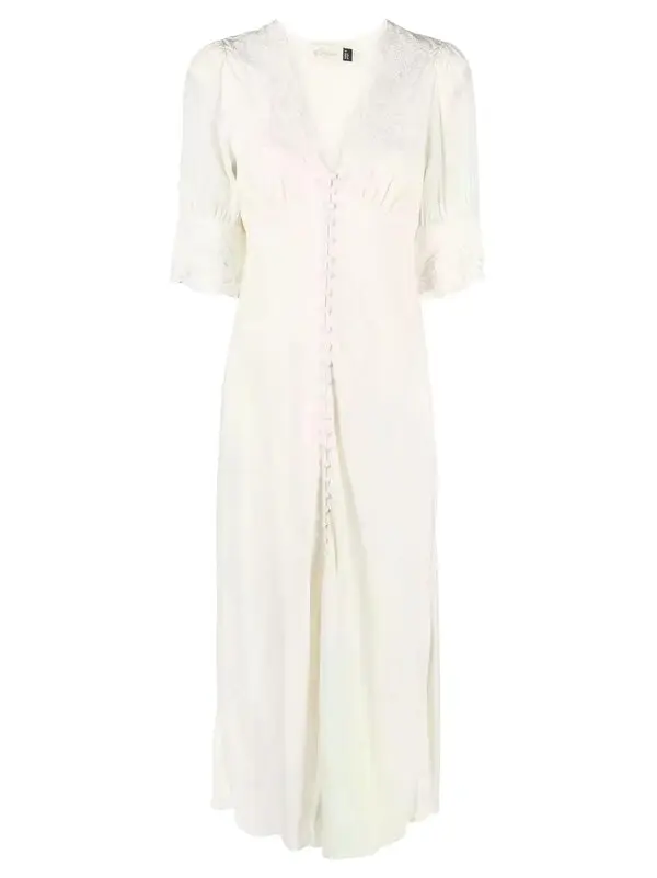 Rixo Simone Lace-trim Midi Dress - Neutrals