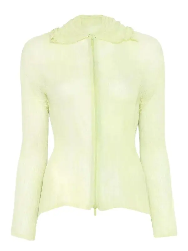 Issey Miyake Zip-fastening Shirt With Ruffled Collar - Green