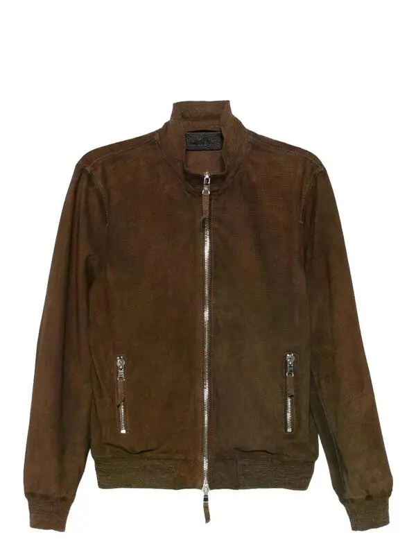 THE JACK LEATHERS Zip-up Suede Jacket - Brown