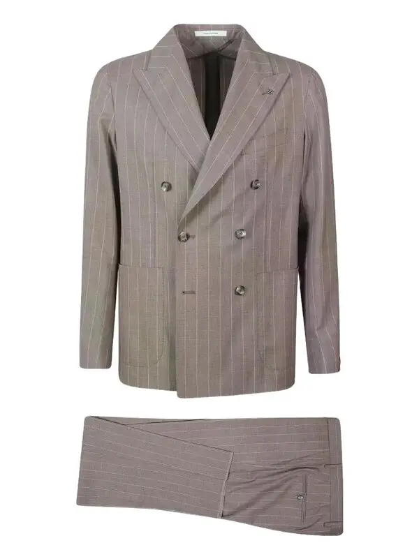 Tagliatore Pinstripe Double-breasted Suit - Brown