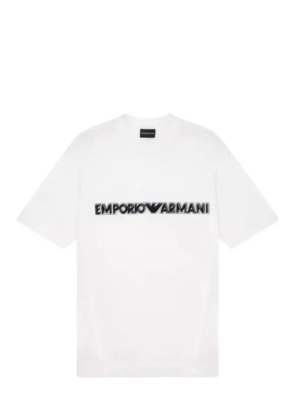 Emporio Armani Lyocell Blend Jersey T-shirt With Soft-touch Embossed Logo - White