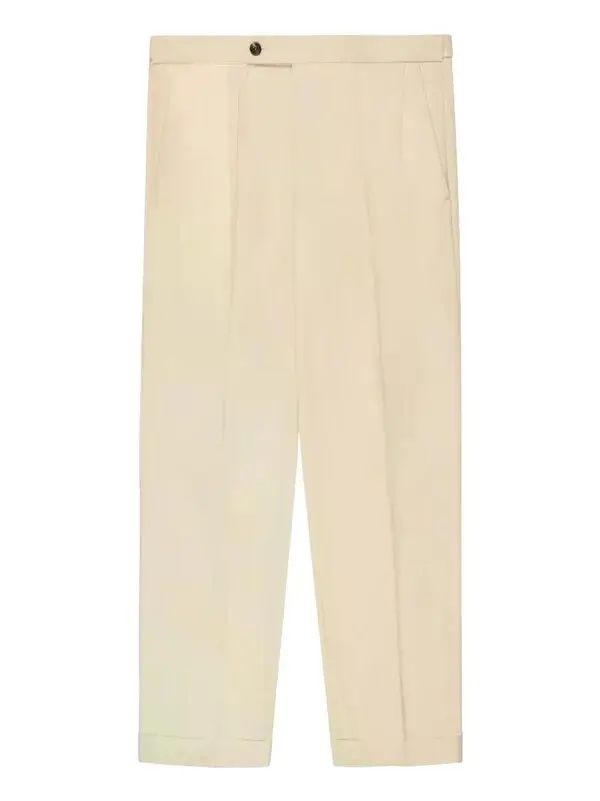 Incotex Pleated Tapered Cotton Trousers - Neutrals