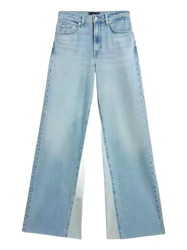 7 For All Mankind Flared Contrast Panel Jeans - Blue