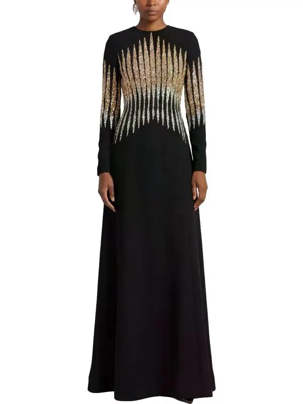 DINA MELWANI Embellished Gown - Black