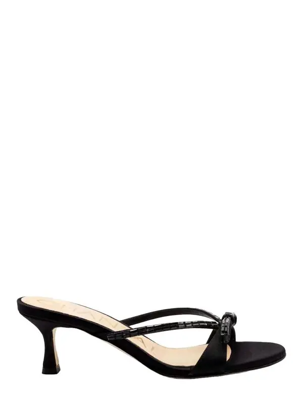 CHANTAL Jewel-effect Appliqué Satin Sandals - Black