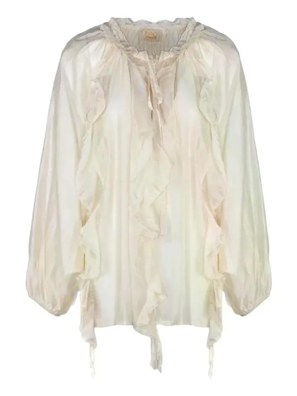 Pho Firenze Ruffled Gathered Blouse - Neutrals