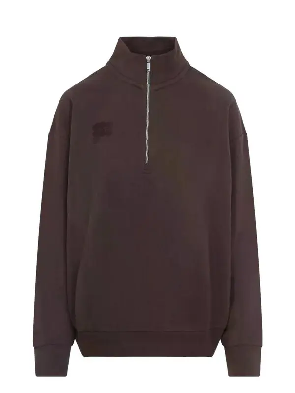 PANGAIA Half-zip Mock-neck Sweatshirt - Brown