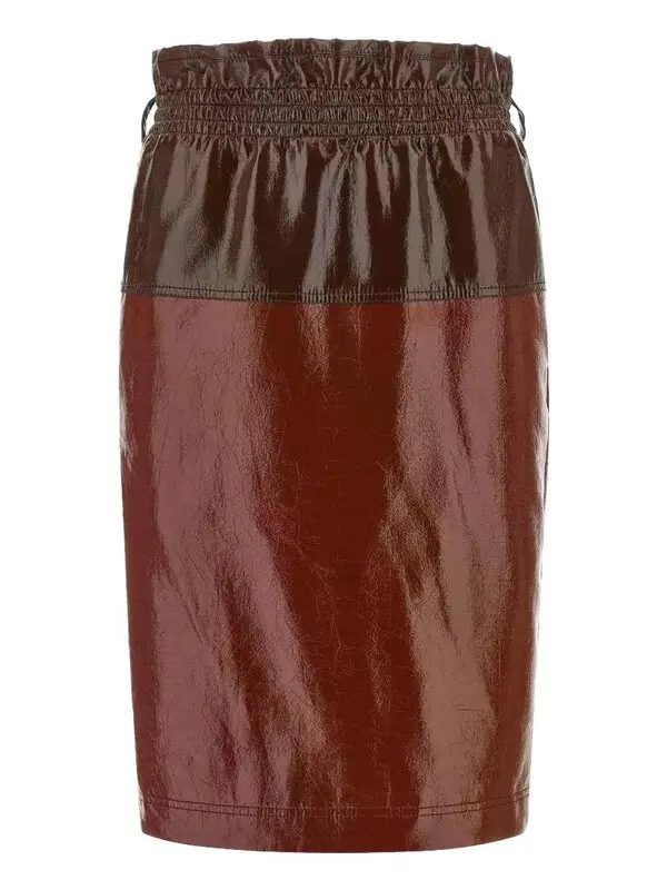 Saint Laurent Colourblock Paper-bag Skirt - Brown