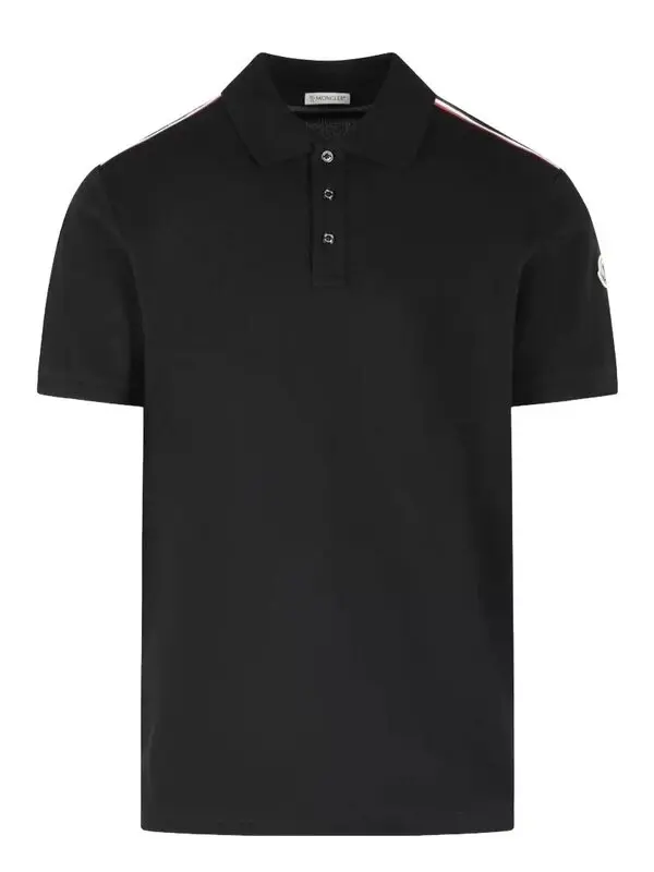 Moncler Tricolour-logo Cotton Polo Shirt - Black
