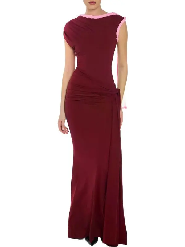 AXEL 113 Tiana Twisted Draped Maxi Dress - Red