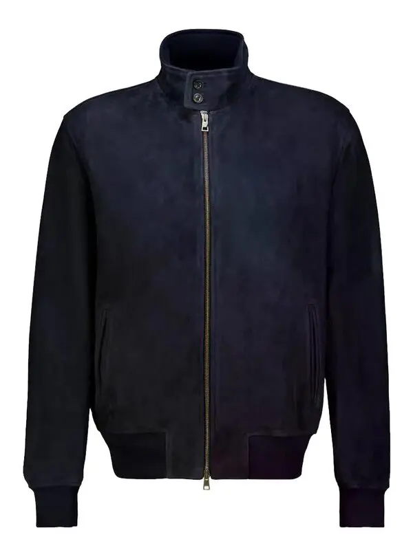 Boglioli Leather Bomber Jacket - Blue