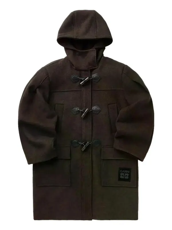 GANNI Wool Duffle Coat - Brown