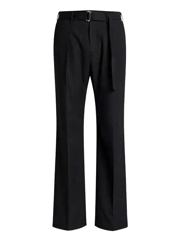 Attachment Pinstriped Belted Trousers - Black