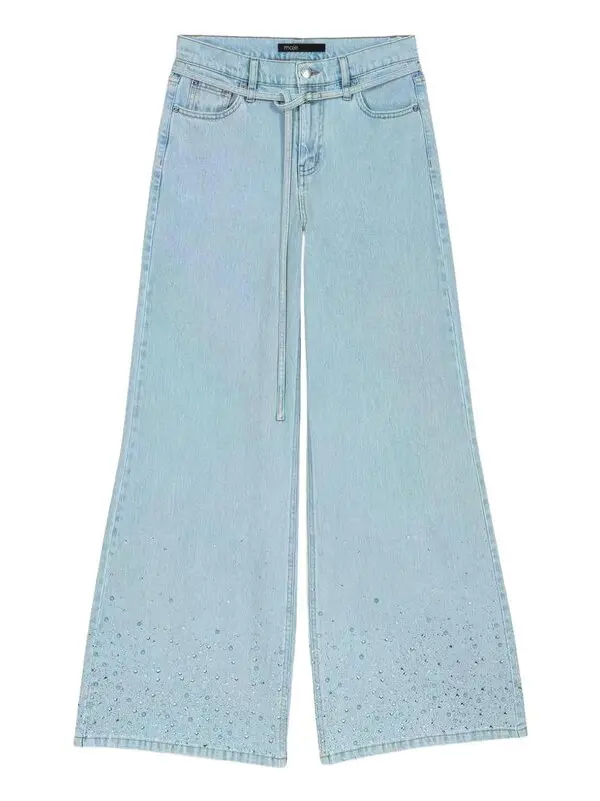 Maje Tie-waist Wide Leg Jeans - Blue