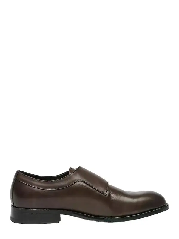 BOSS Limber Almond-toe Monk Shoes - Brown