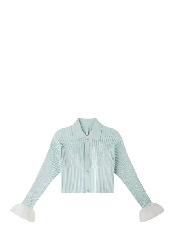CFCL Ruffled Ribbed Cardigan - Blue