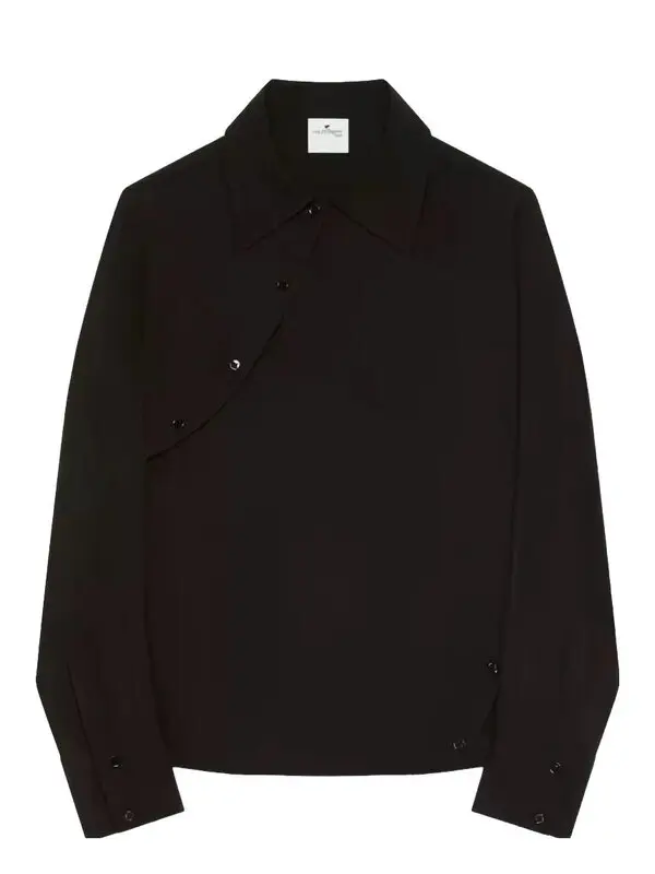 COURREGES Long-sleeve Button-detail Shirt - Black