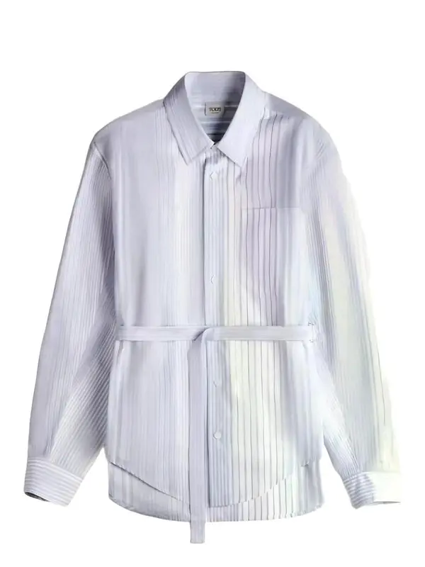 TOD'S Striped Belted Shirt - Blue