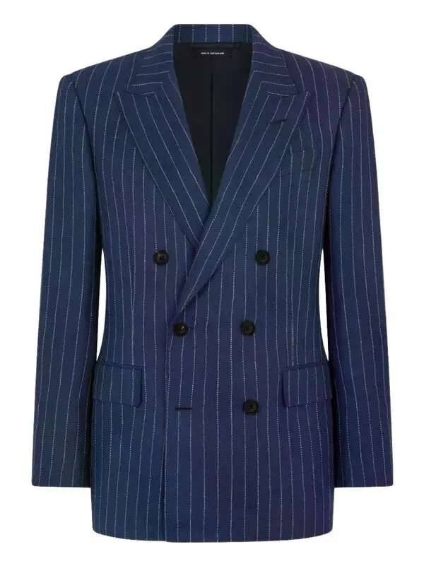 TOM FORD Pinstripe Double-breasted Jacket - Blue