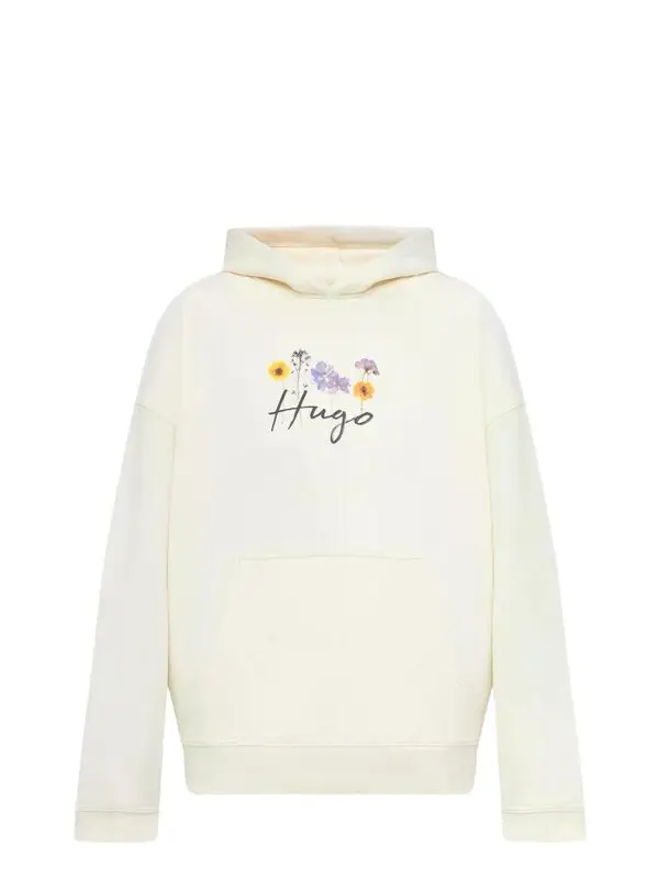 Hugo Floral-print Hoodie - Neutrals
