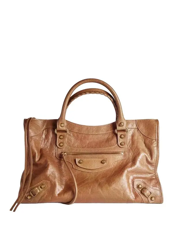 Balenciaga Medium Leather City Tote - Brown