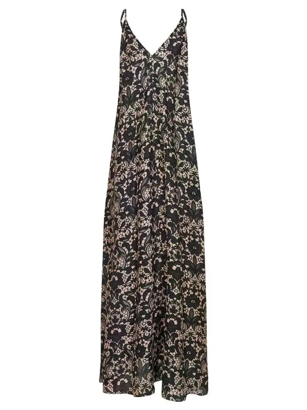 GIANLUCA CAPANNOLO Floral-print V-neck Maxi Dress - Black