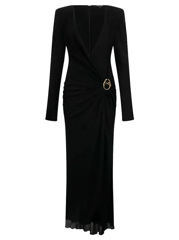 Roberto Cavalli Draped Long Dress - Black