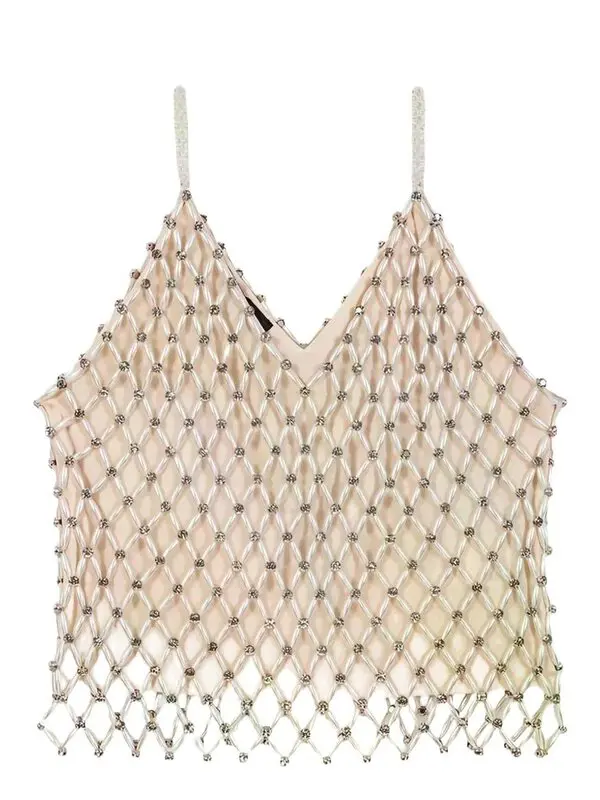 Maje Beaded V-neck Top - Neutrals