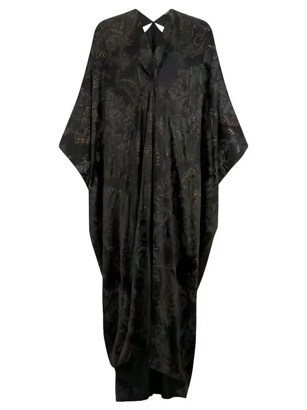 Roberto Cavalli Floral Kaftan Dress - Black