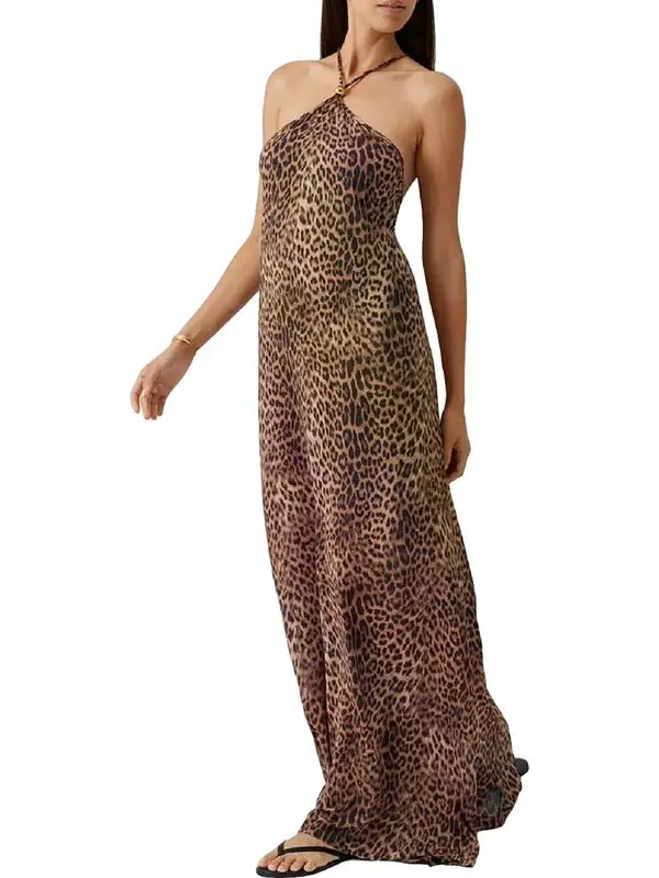 Melissa Odabash Sage Cheetah Maxi Dress - Brown
