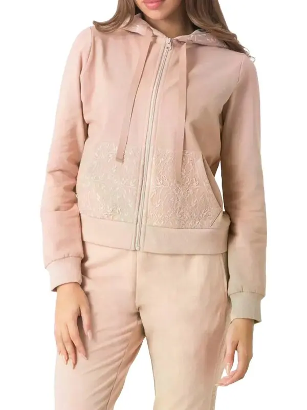 DIMENSIONE DANZA Lace-detail Hoodie - Pink