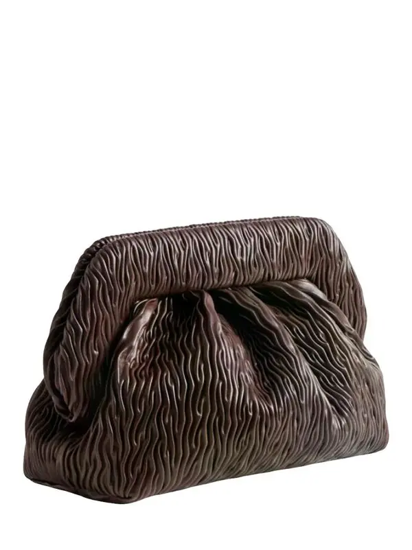 THEMOIRE Textured Clutch - Brown