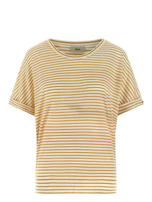 Herno Striped T-shirt With Cuffed Sleeves - Yellow