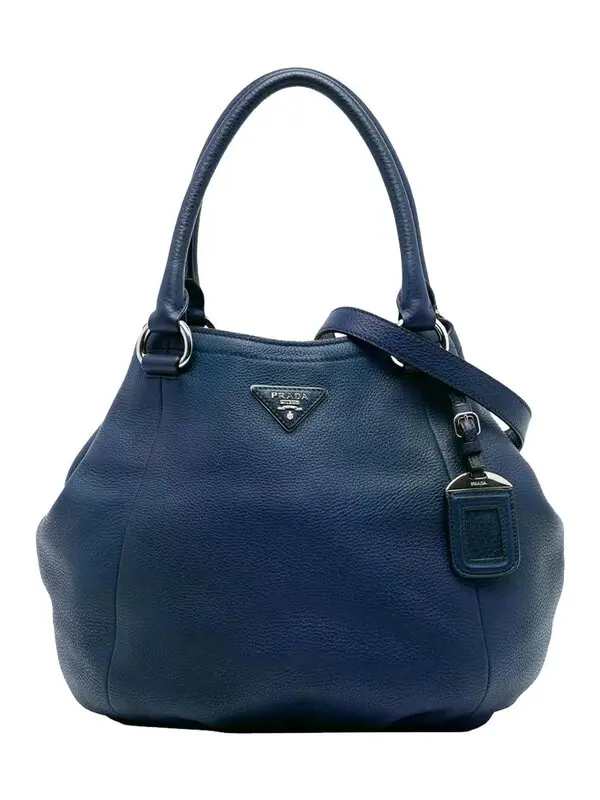 Prada Vittelo Daino Open Convertible Tote Satchel - Blue