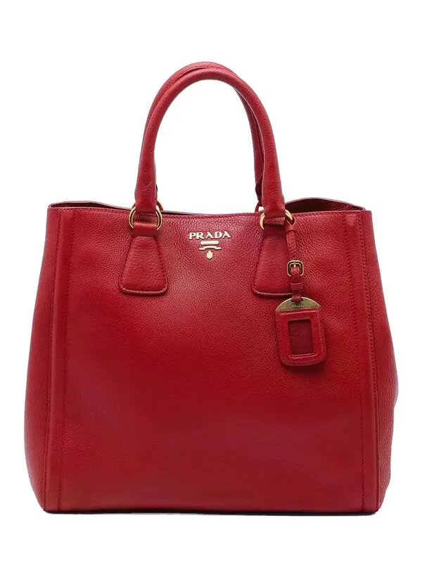 Prada Vitello Daino Open Convertible Tote Satchel 2010-2025 - Red