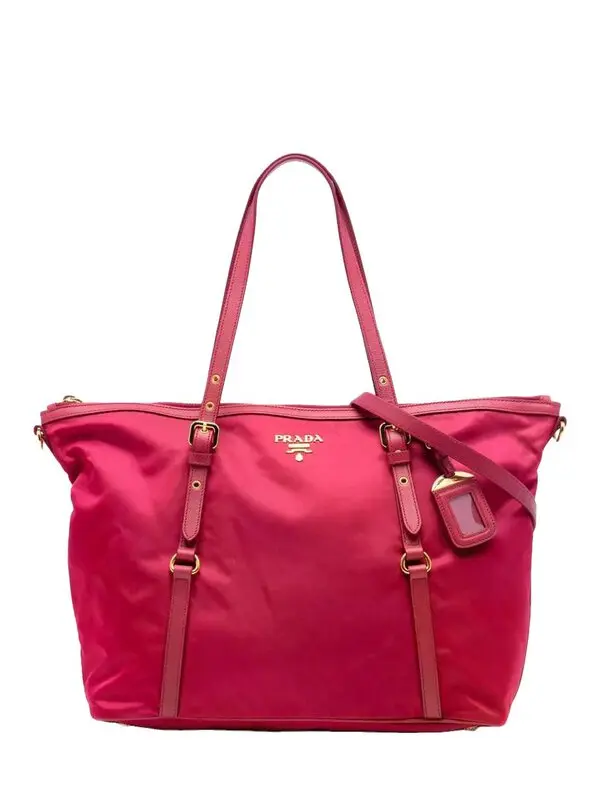 Prada Saffiano Trimmed Tessuto Satchel - Pink