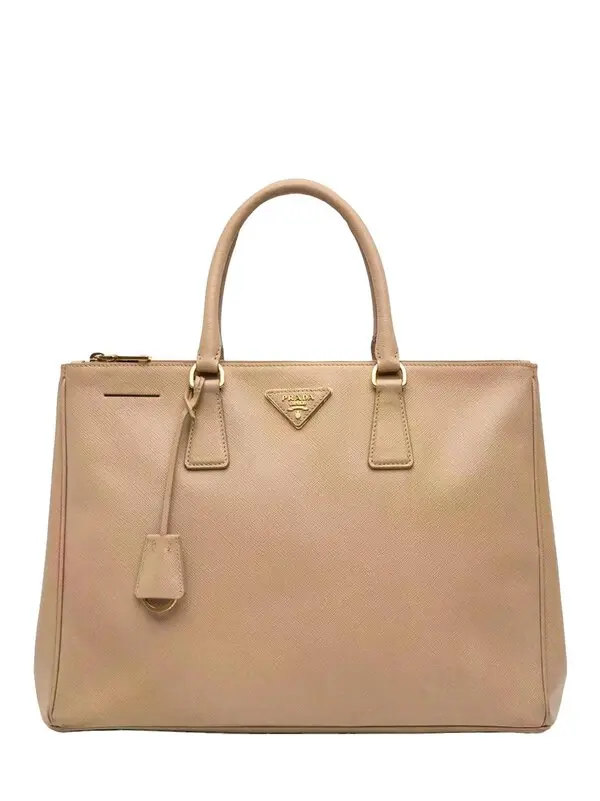 Prada Galleria Double Zip Tote Bag - Brown