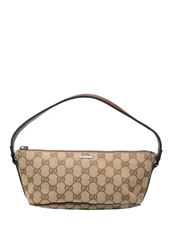 Gucci Gg Canvas Web Boat Shoulder Bag - Brown