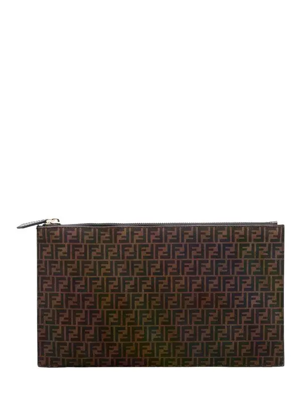 Fendi 2000-2010 Zucchino Suede Clutch Bag - Brown
