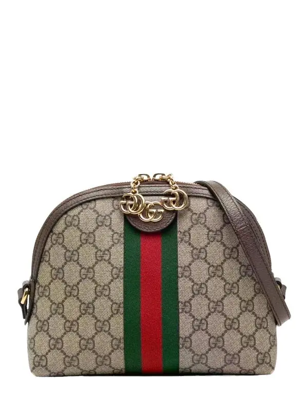 Gucci Small Gg Supreme Web Ophidia Dome Crossbody Bag - Brown
