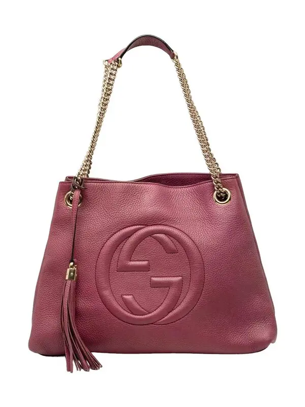 Gucci Soho Chain Leather Tote Bag - Pink