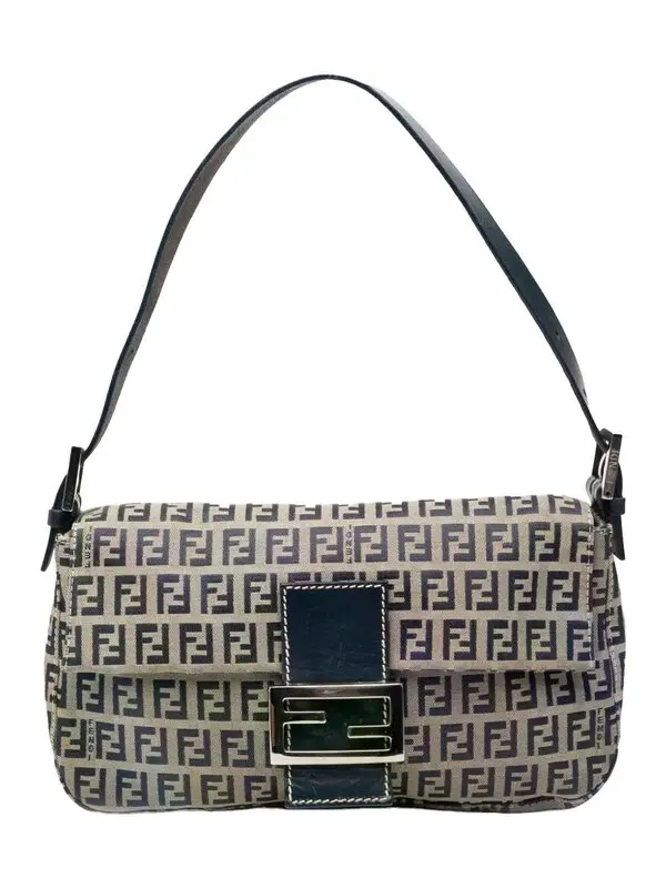Fendi Zucchino Canvas Baguette Shoulder Bag - Brown
