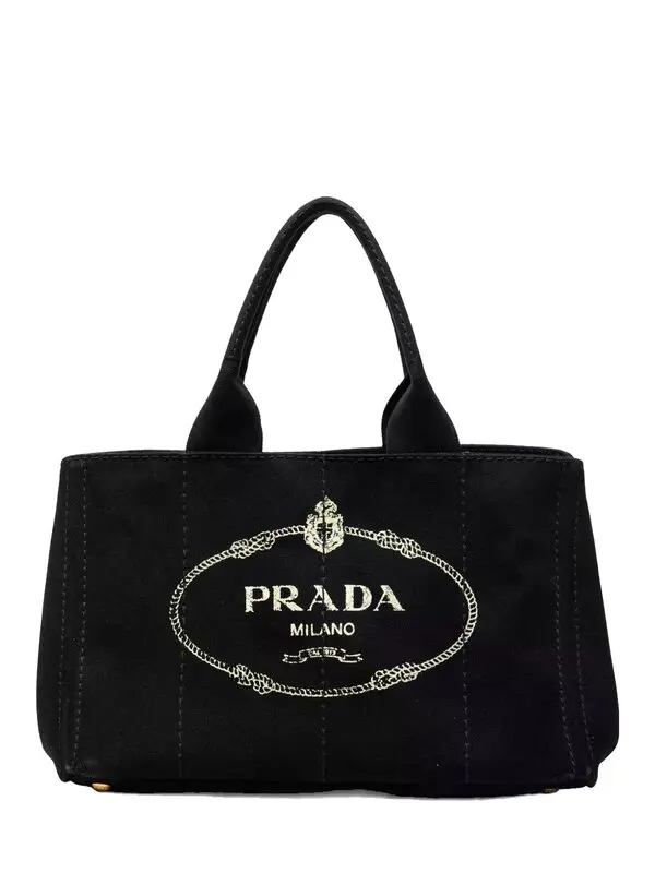 Prada Canvas Canapa Logo Satchel 2013-2025 - Black